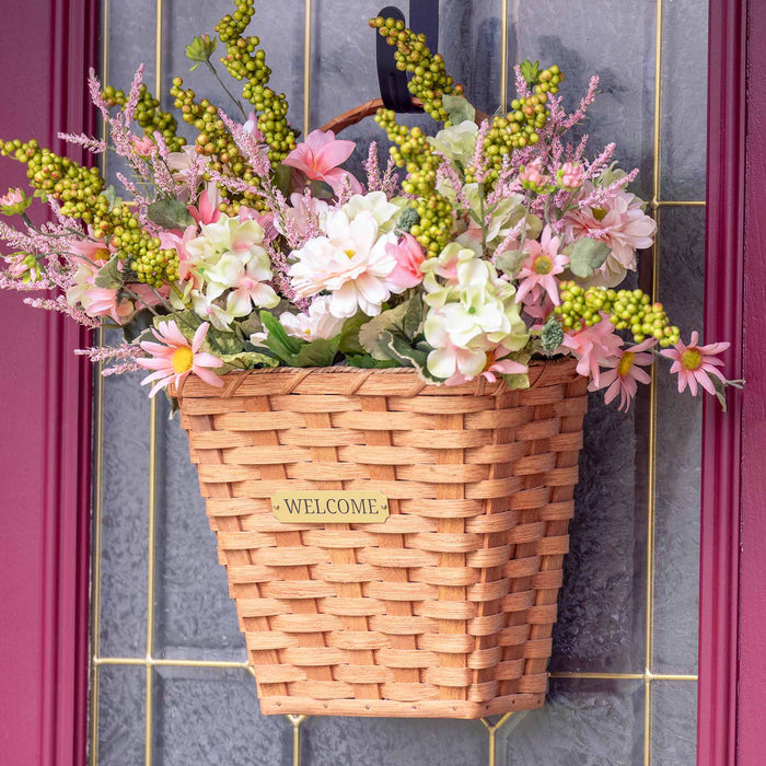 Front Door Hanging Basket | Flat Back Amish Wicker Wall Basket – Amish ...