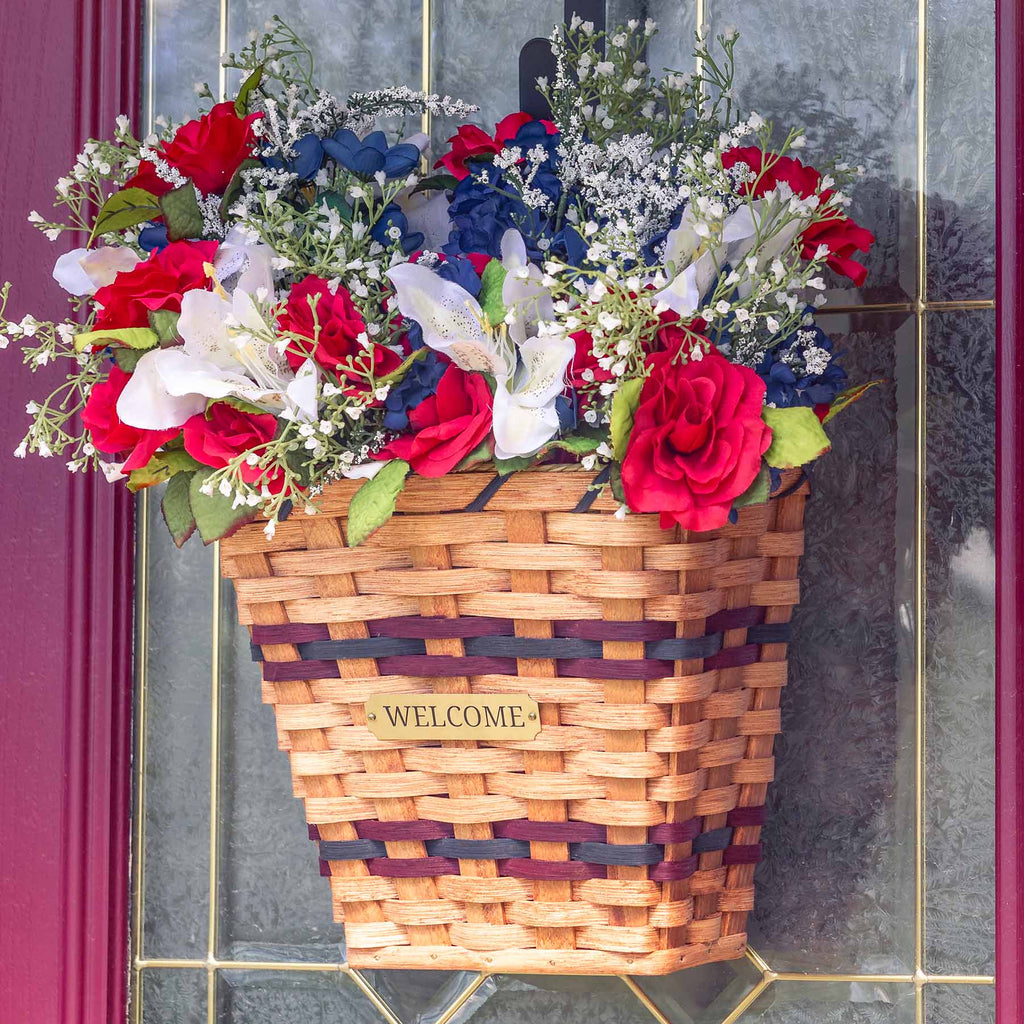 Front Door Hanging Basket | Flat Back Amish Wicker Wall Basket – Amish ...