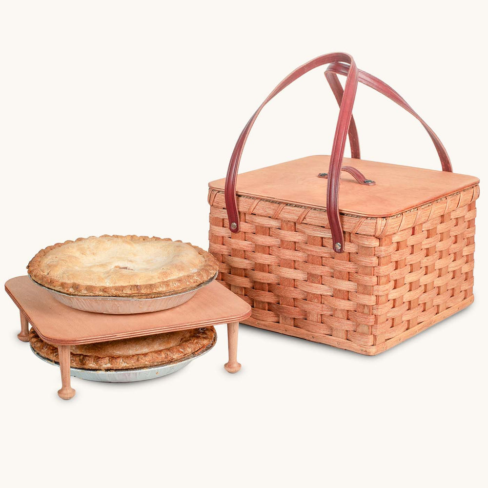 Square Two Pie Carrier | Amish Dual Pie & Picnic Basket – Amish Baskets