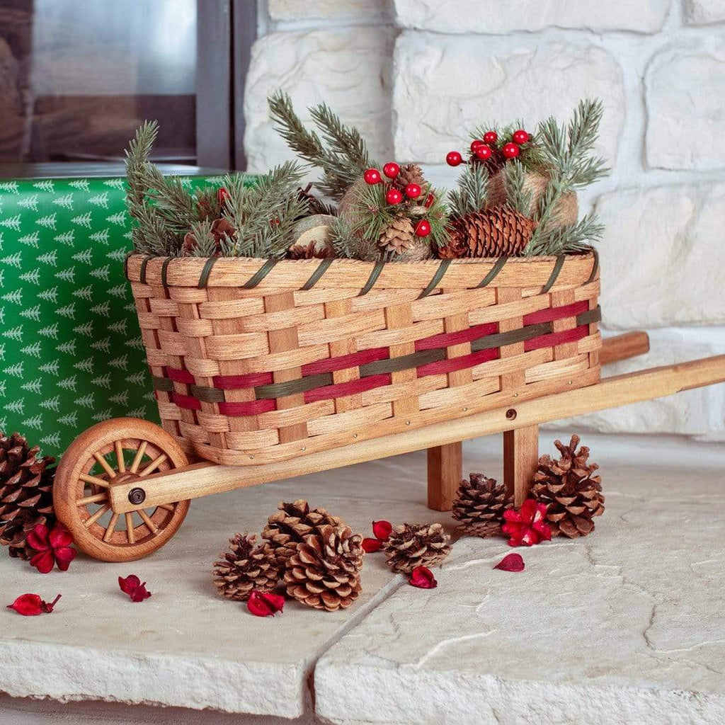 Decorative Wheelbarrow | Rustic Wheel Barrow Table Decor – Amish Baskets