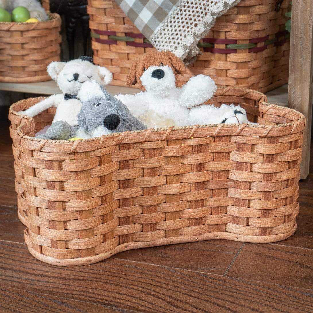 Dog Bone Basket | Amish Woven Wicker Pet Toy Storage Box — Amish Baskets